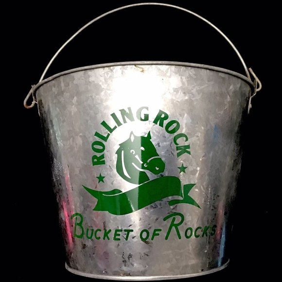 Dining | Rolling Rock Galvanized Bucket Of Rocks Ponies Beer Ice Bucket ...
